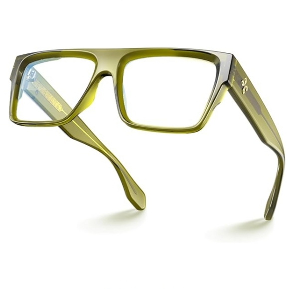 Visoone | Accessories | Chunky Square Blue Light Blocking Glasses Olive ...